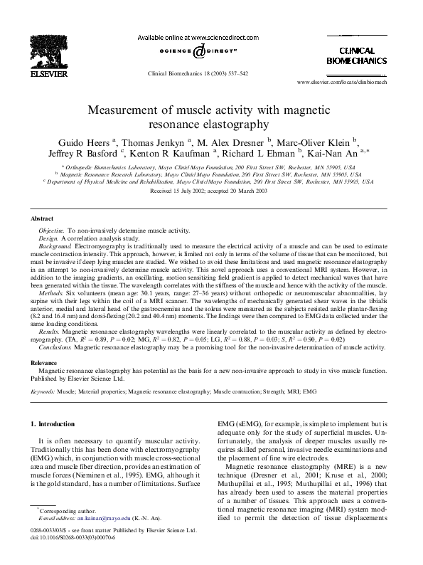 (PDF) Non-invasive Muscle Activity Measurement via MRI Elastography