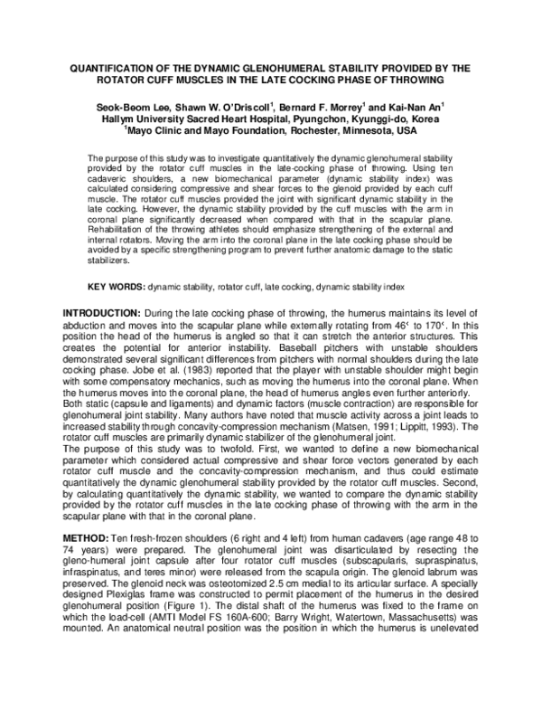 (PDF) Dynamic Glenohumeral Stability Provided by the Rotator Cuff ...