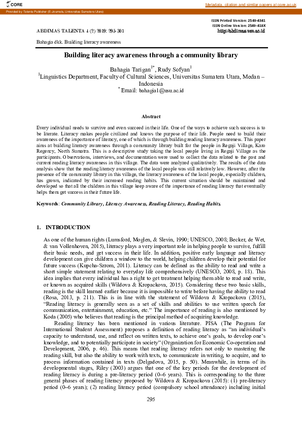 (PDF) Building literacy awareness through a community library