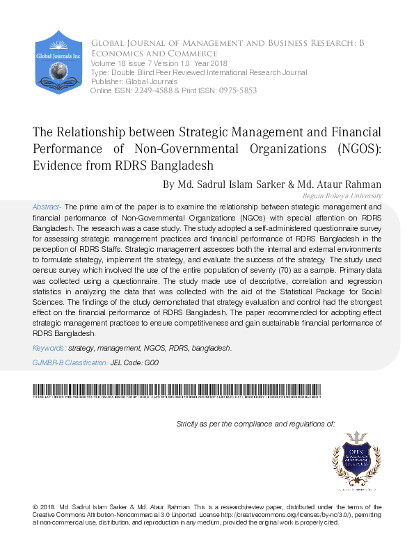 (PDF) The Relationship between Strategic Management and Financial ...