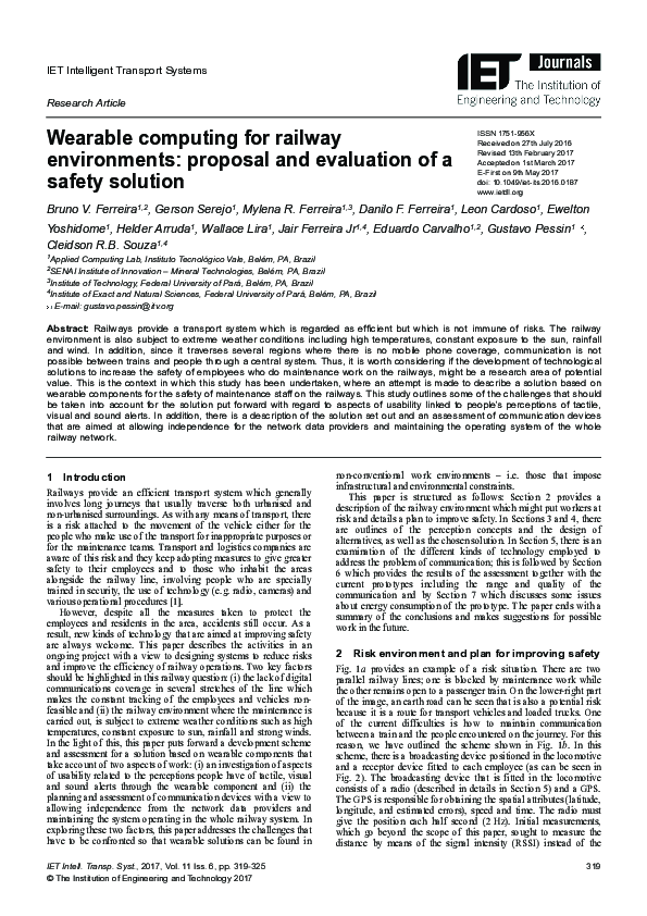 (PDF) Wearable Computing for Railway Environments: Proposal and Evaluation of a Safety Solution