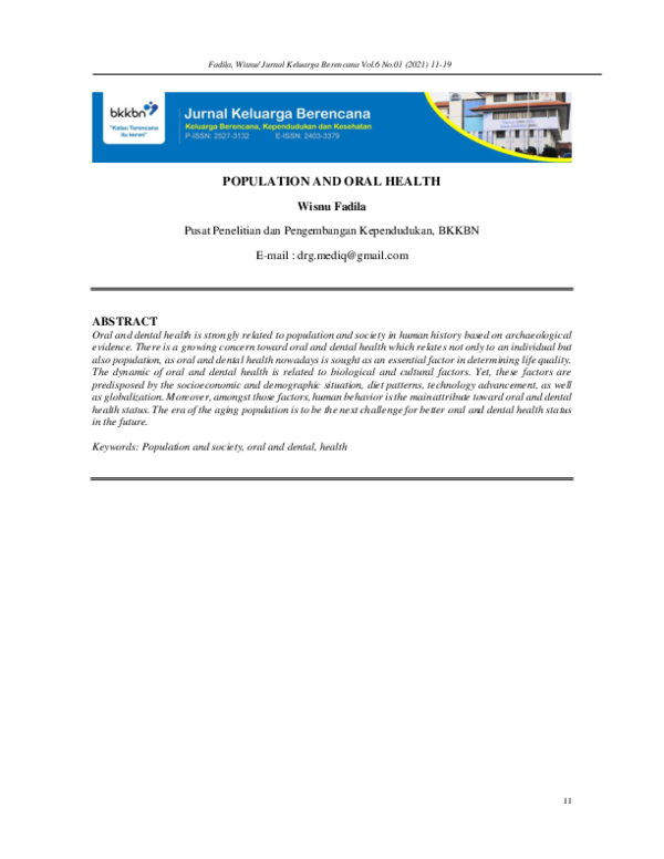 (PDF) Population and Oral Health