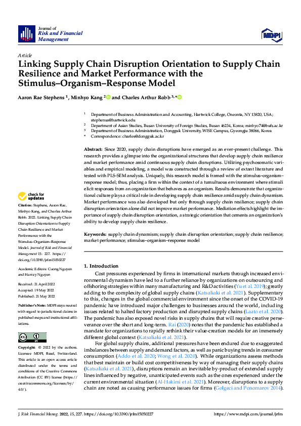 (PDF) Linking Supply Chain Disruption Orientation to Supply Chain Resilience and Market ...