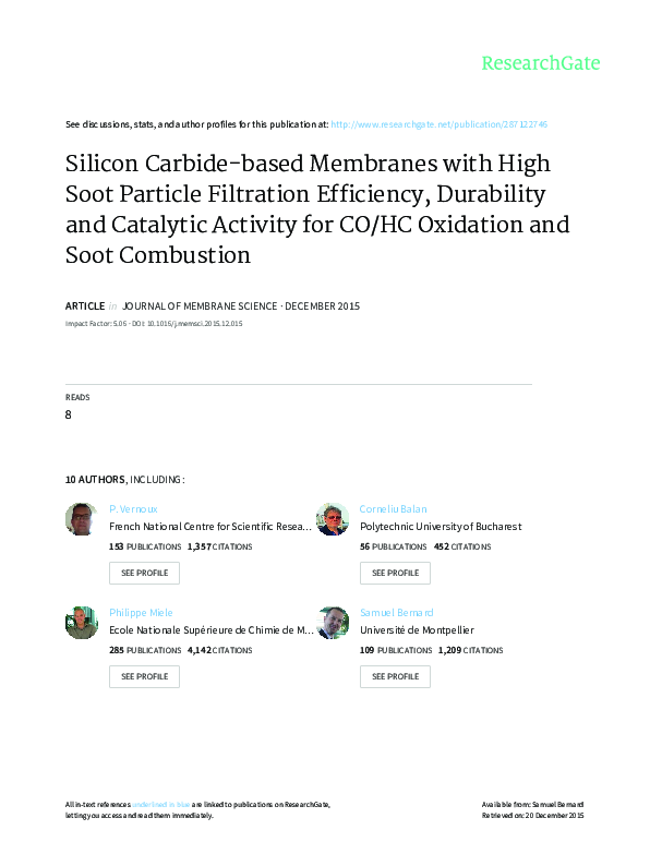 (PDF) Silicon carbide-based membranes with high soot particle ...