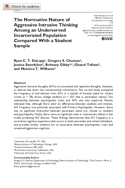 (PDF) The Normative Nature of Aggressive Intrusive Thinking Among an ...