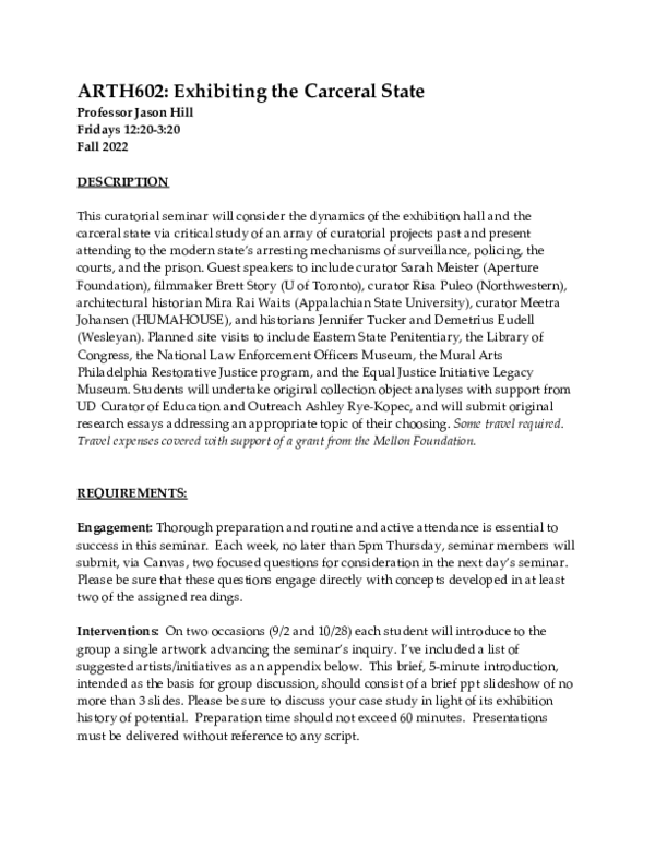 (PDF) ARTH602: Exhibiting the Carceral State