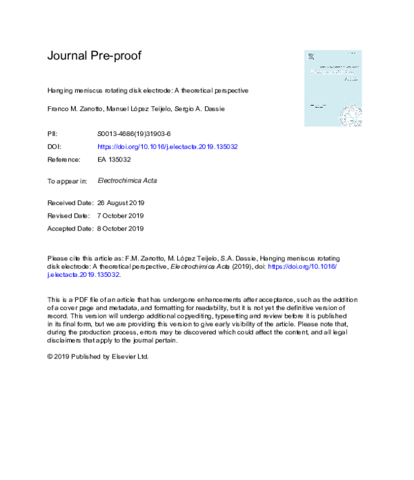 (PDF) Hanging meniscus rotating disk electrode: A theoretical perspective