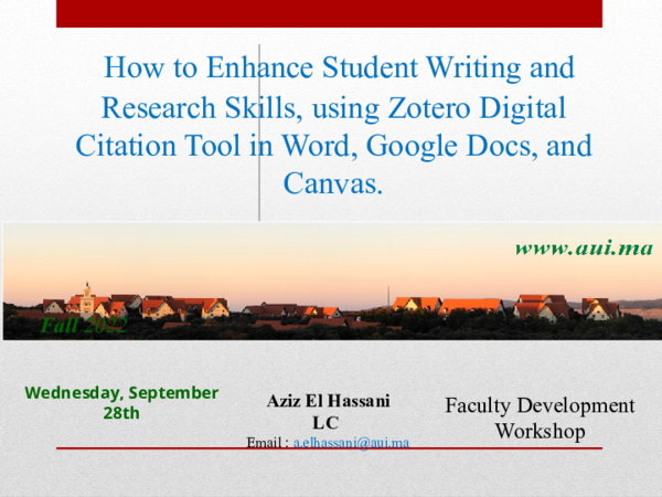 (PPT) How to Enhance Student Writing and Research Skills, using Zotero Digital Citation Tool in ...