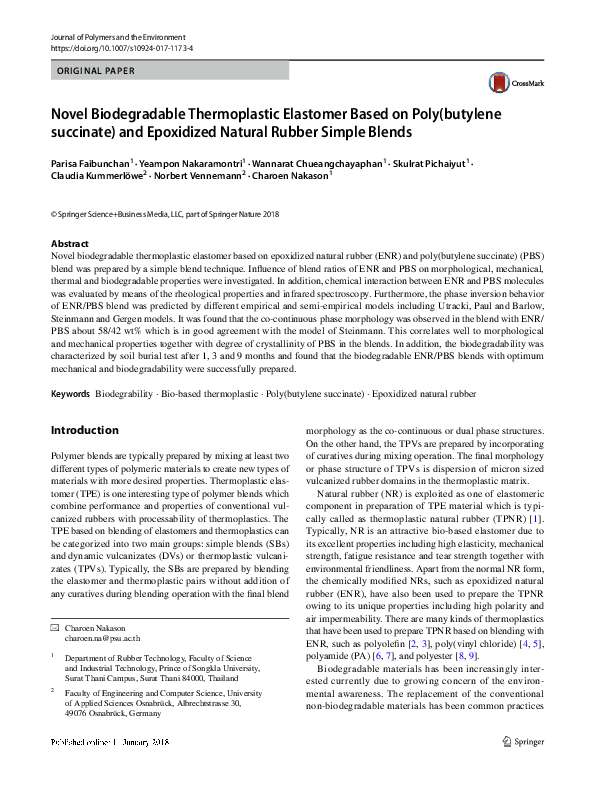 (PDF) Novel Biodegradable Thermoplastic Elastomer Based on Poly ...