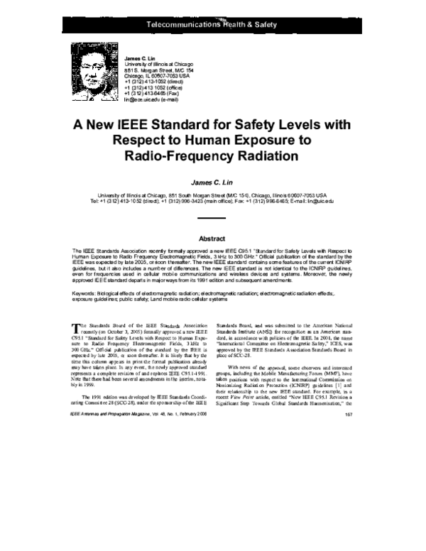 (PDF) A new IEEE standard for safety levels with respect to human exposure to radio-frequency ...
