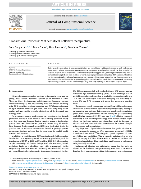 (PDF) Translational process: Mathematical software perspective