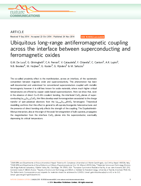 (PDF) Ubiquitous long-range antiferromagnetic coupling across the ...