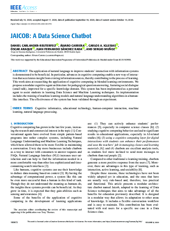 (PDF) JAICOB: A Data Science Chatbot | Sergio Torres Muñoz - Academia.edu