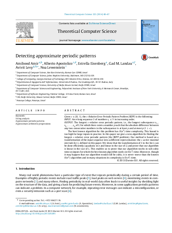 Pdf Detecting Approximate Periodic Patterns Avivit Levy