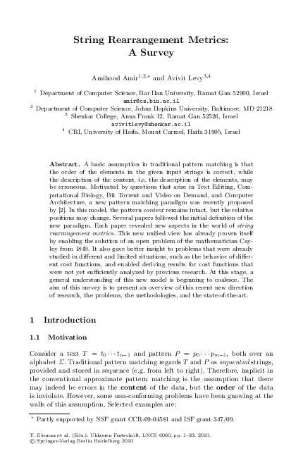 (PDF) String Rearrangement Metrics: A Survey | Avivit Levy - Academia.edu