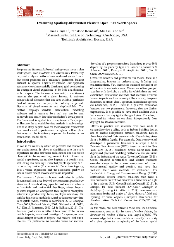(PDF) A New Framework for Evaluating Views throughout Open Plan Work Spaces