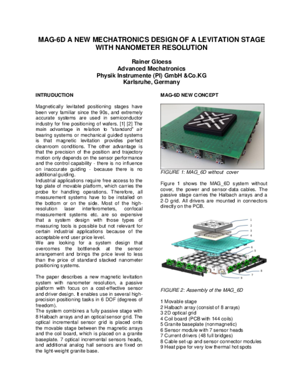 (PDF) MAG-6D a New Mechatronics Design of a Levitation Stage with ...