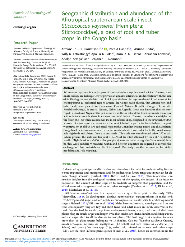 (PDF) Geographic distribution and abundance of the Afrotropical ...