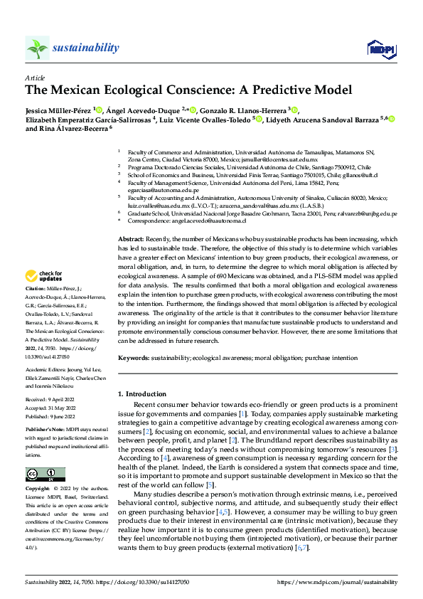(PDF) The Mexican Ecological Conscience: A Predictive Model