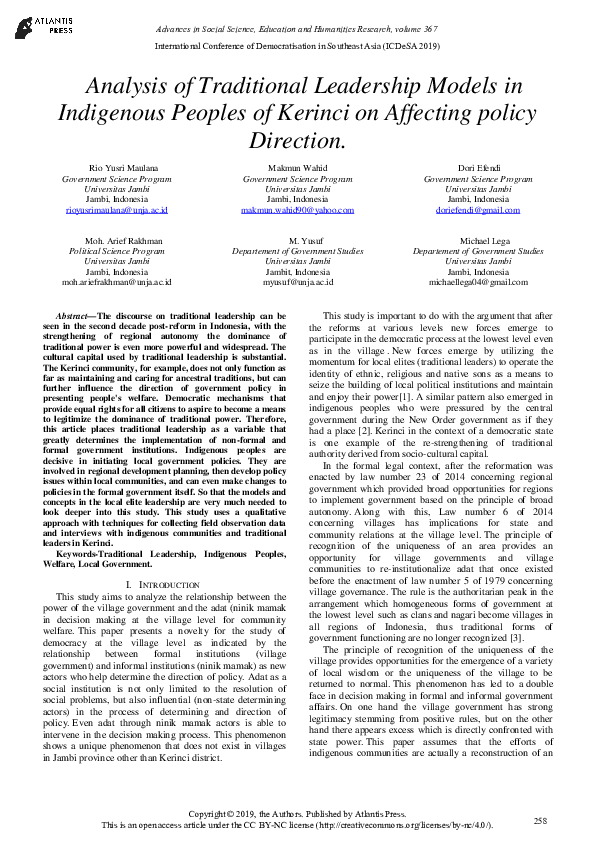 (PDF) Analysis of Traditional Leadership Models in Indigenous Peoples ...