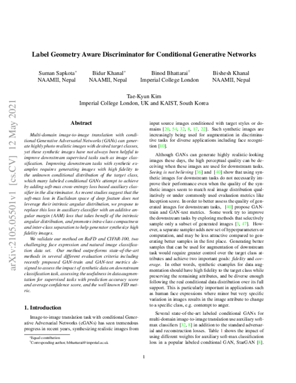 (PDF) Label Geometry Aware Discriminator for Conditional Generative ...