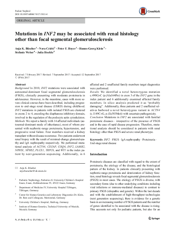 (PDF) Mutations in INF2 may be associated with renal histology other ...