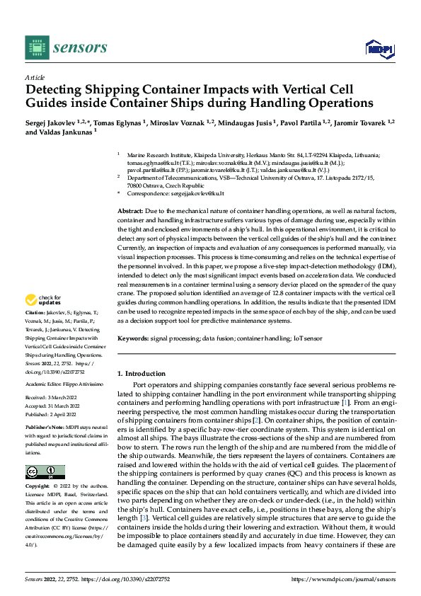 (PDF) Detecting Shipping Container Impacts with Vertical Cell Guides ...