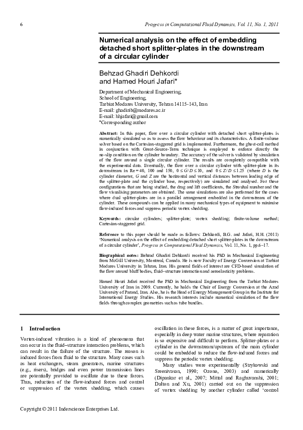 Pdf Numerical Analysis On The Effect Of Embedding Detached Short Splitter Plates In The