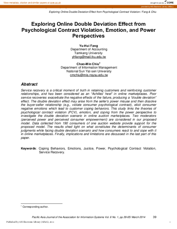 (PDF) Exploring Online Double Deviation Effect from Psychological ...