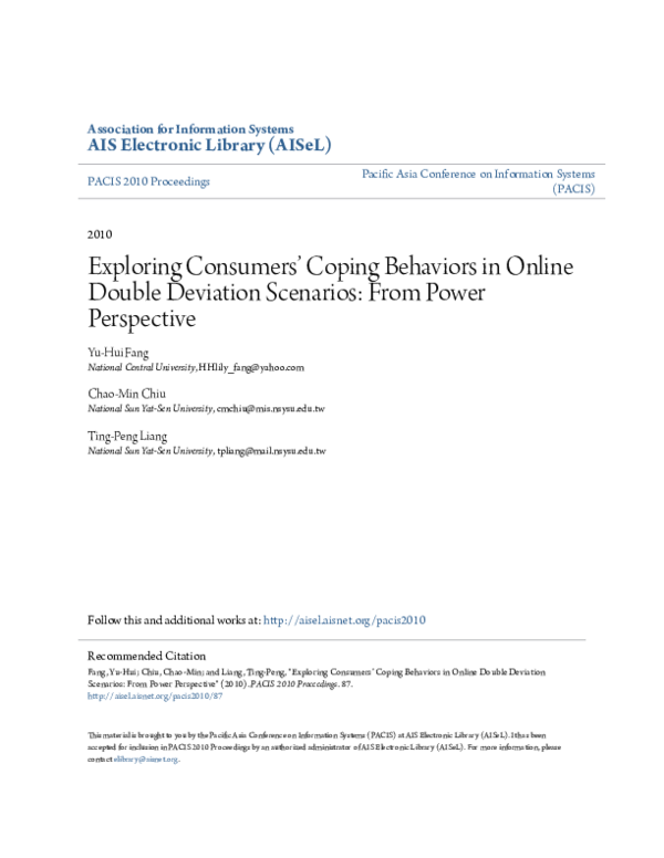 (PDF) Exploring consumers' coping behaviors in online double deviation ...