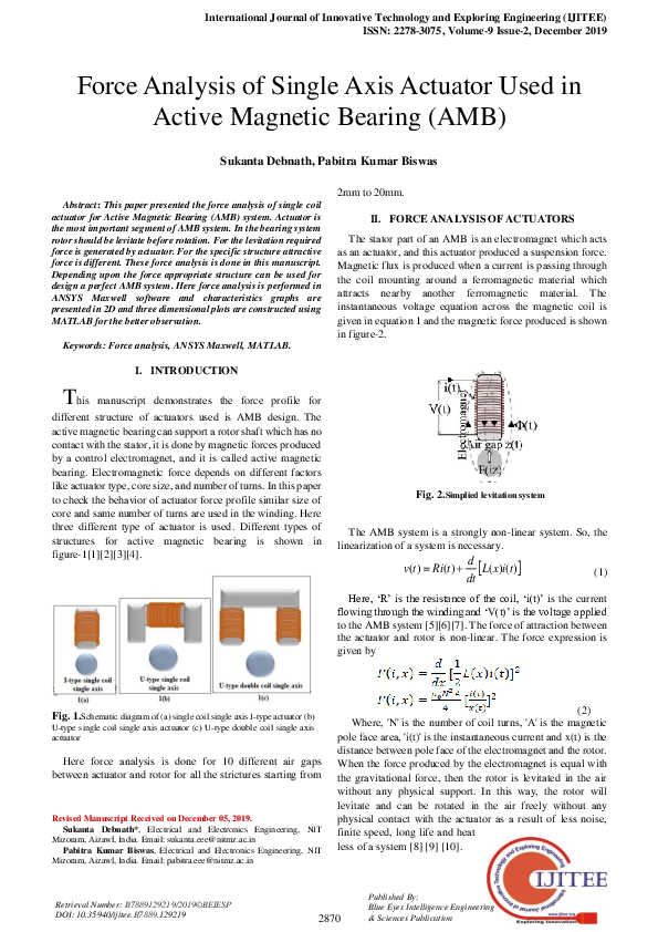 (PDF) Force Analysis of Single Axis Actuator Used in Active Magnetic Bearing (AMB) | sukanta ...
