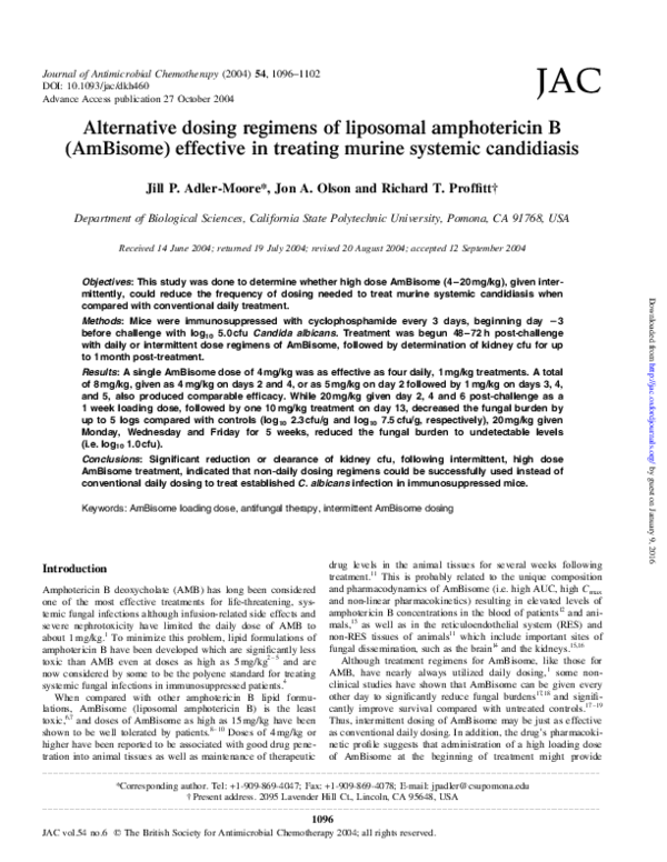 (PDF) Alternative dosing regimens of liposomal amphotericin B (AmBisome ...