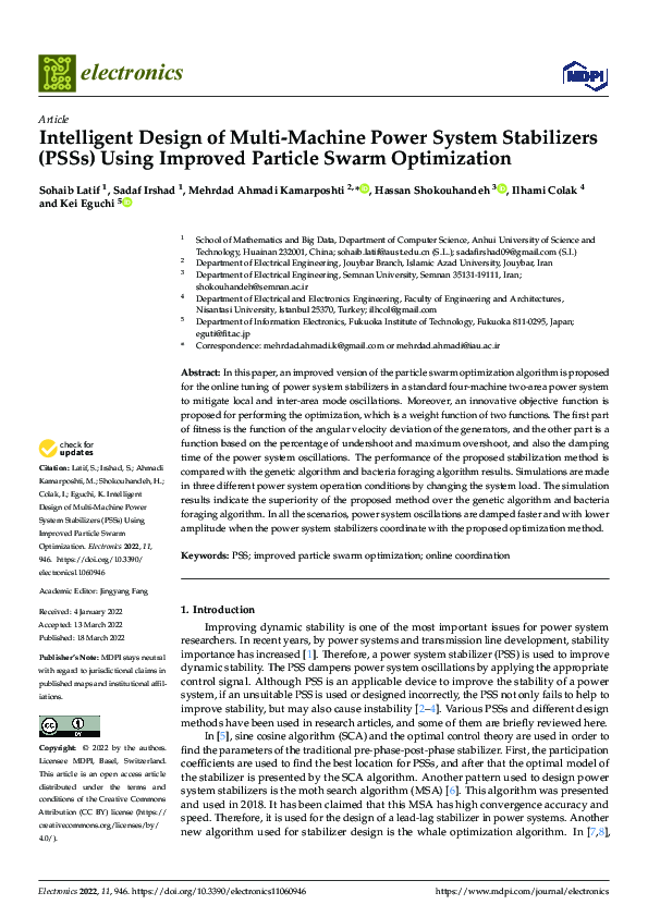 (PDF) Intelligent Design of Multi-Machine Power System Stabilizers (PSSs) Using Improved ...