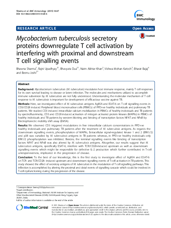 (PDF) Mycobacterium tuberculosis secretory proteins CFP‐10, ESAT‐6 and the CFP10:ESAT6 complex ...