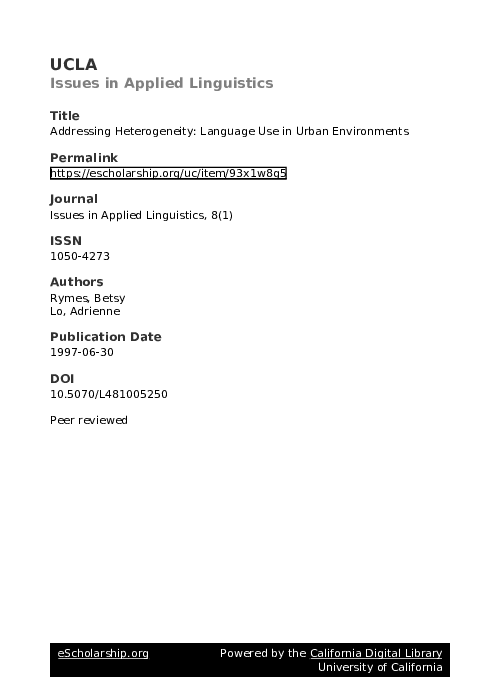 (PDF) Addressing Heterogeneity: Language Use in Urban Environments ...