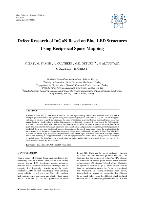 Pdf Defect Research Of Ingan Based Blue Led Structures Using