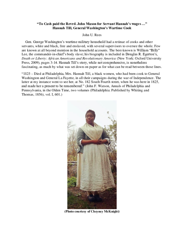 (PDF) “To Cash paid the Revrd. John Mason for Servant Hannah’s wages ...