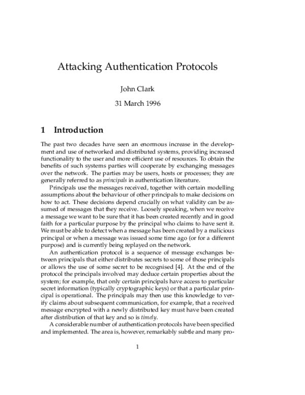 (PDF) Attacking authentication protocols