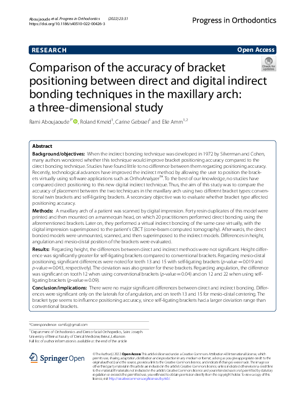 (PDF) Comparison of the accuracy of bracket positioning between direct and digital indirect ...