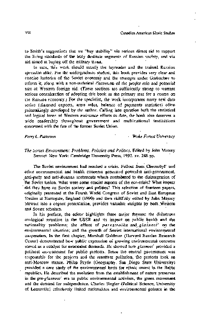 (PDF) The Soviet Environment:Problems, PoliciesandPolitics. Edited by ...