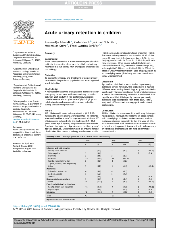 (PDF) Acute Urinary Retention in Children