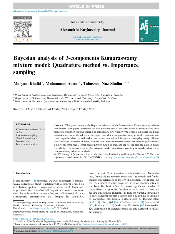 Pdf Bayesian Analysis Of 3 Components Kumaraswamy Mixture Model