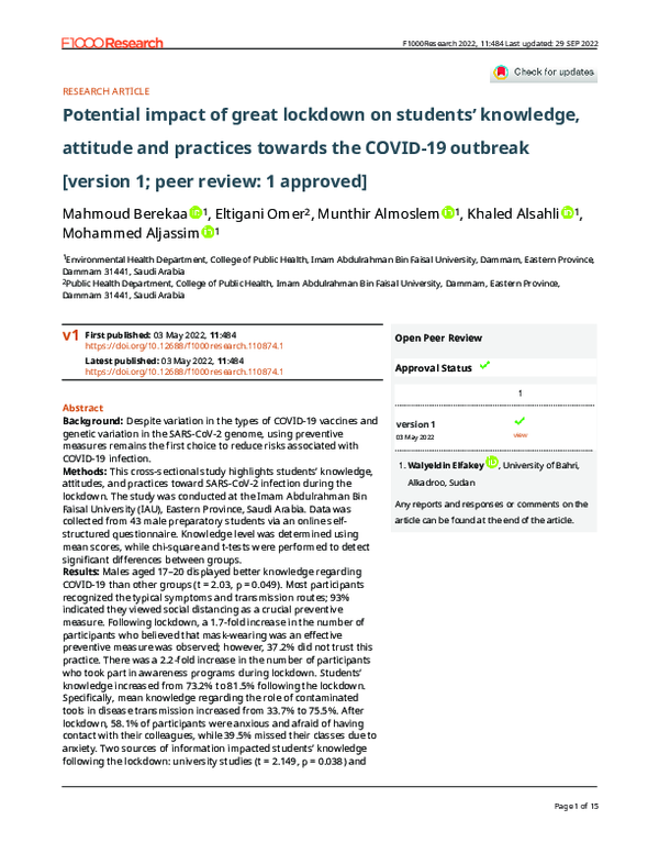 (PDF) Potential impact of great lockdown on students' knowledge ...