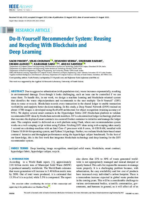 (PDF) Do-It-Yourself Recommender System: Reusing and Recycling With Blockchain and Deep Learning