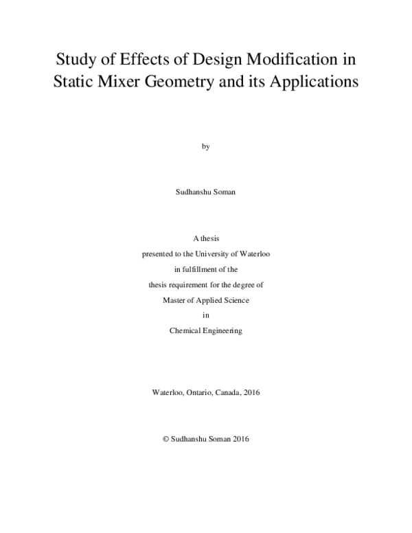 (PDF) Study of Effects of Design Modification in Static Mixer Geometry ...