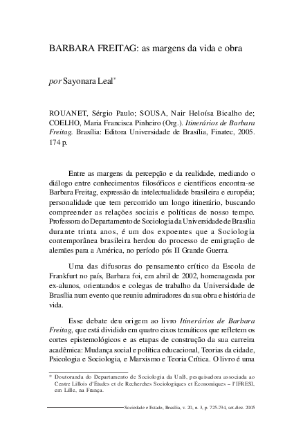 (PDF) Barbara Freitag: as margens da vida e obra