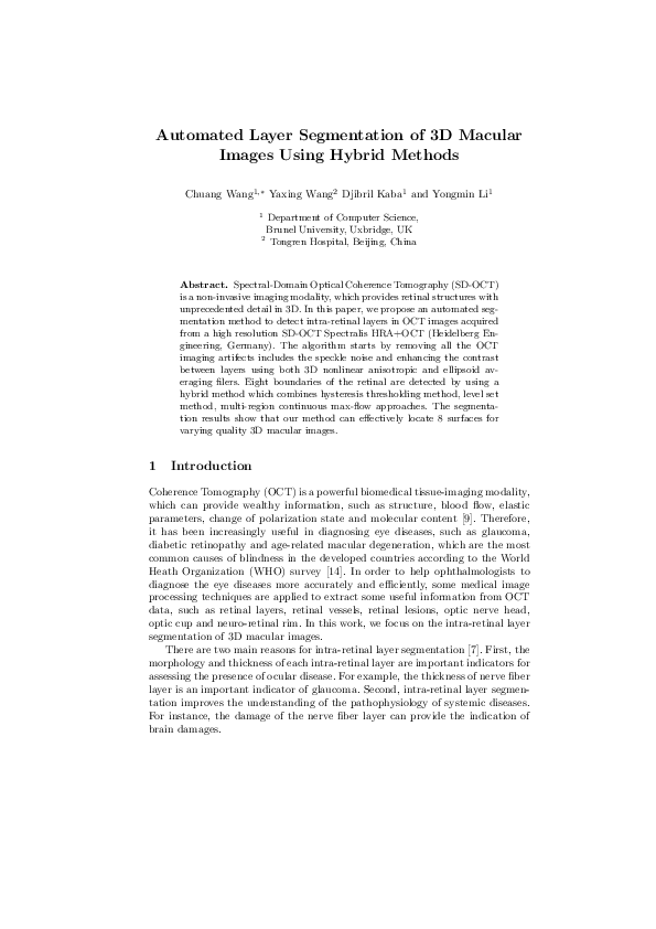 Pdf Automated Layer Segmentation Of 3d Macular Images Using Hybrid Methods