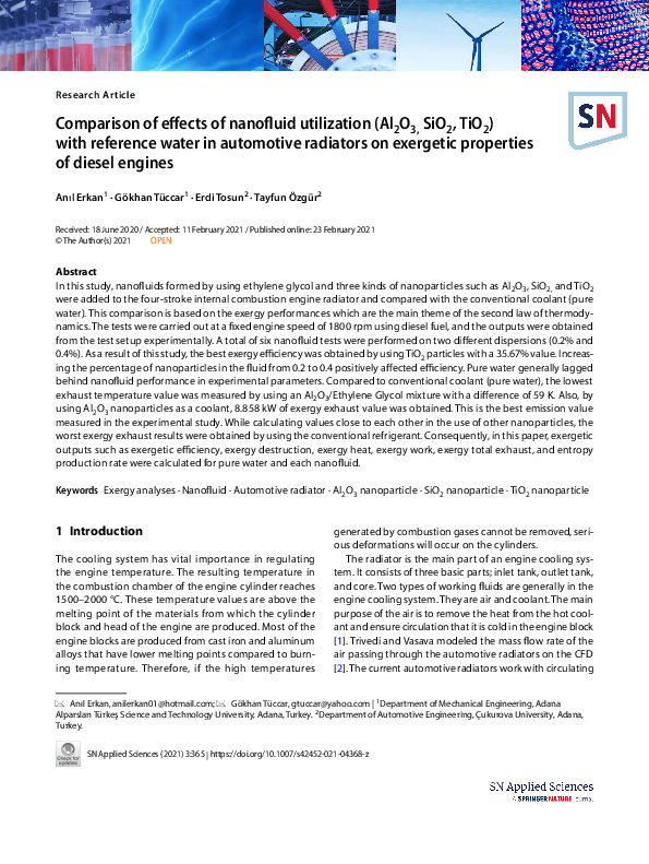 (PDF) Nanofluids for Improved Diesel Engine Radiators