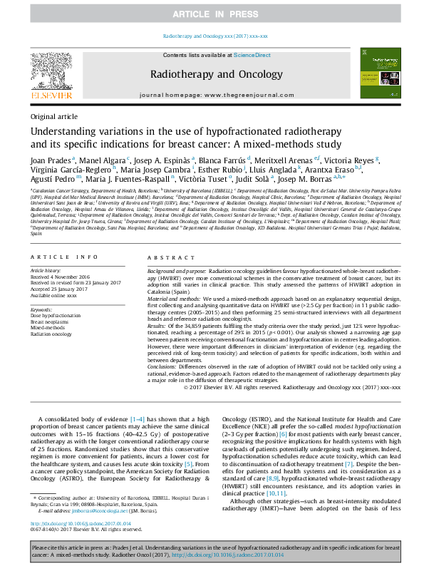 (PDF) Understanding variations in the use of hypofractionated ...