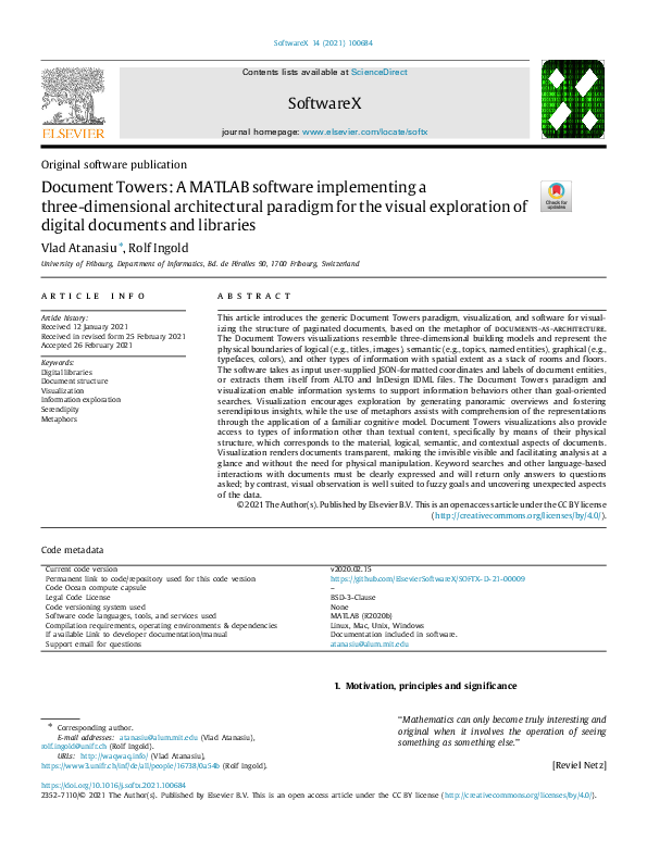(PDF) Document Towers: A MATLAB software implementing a three-dimensional architectural paradigm ...